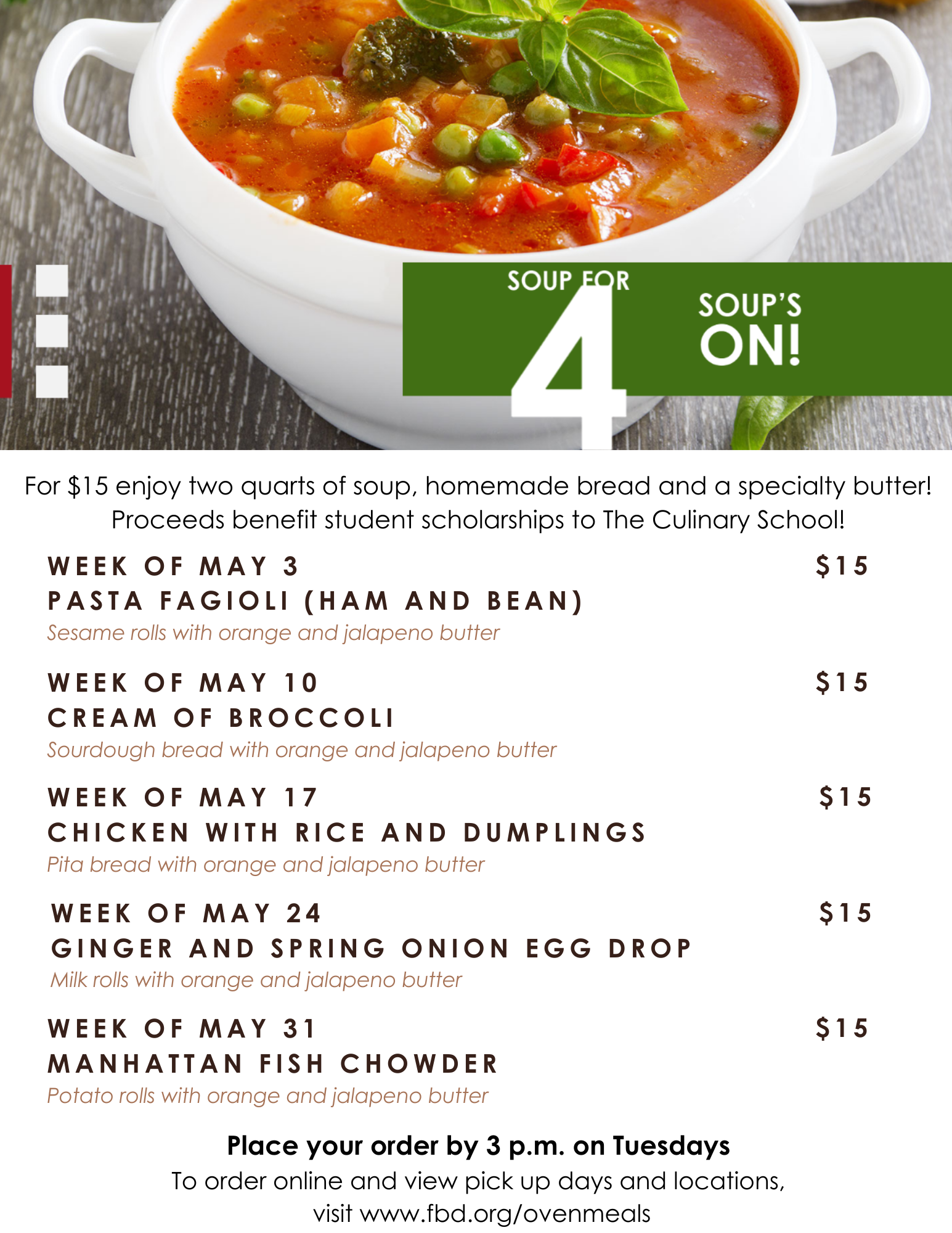 May Soup Menu Food Bank Of Delaware May Soup Menu Food Bank Of Delaware